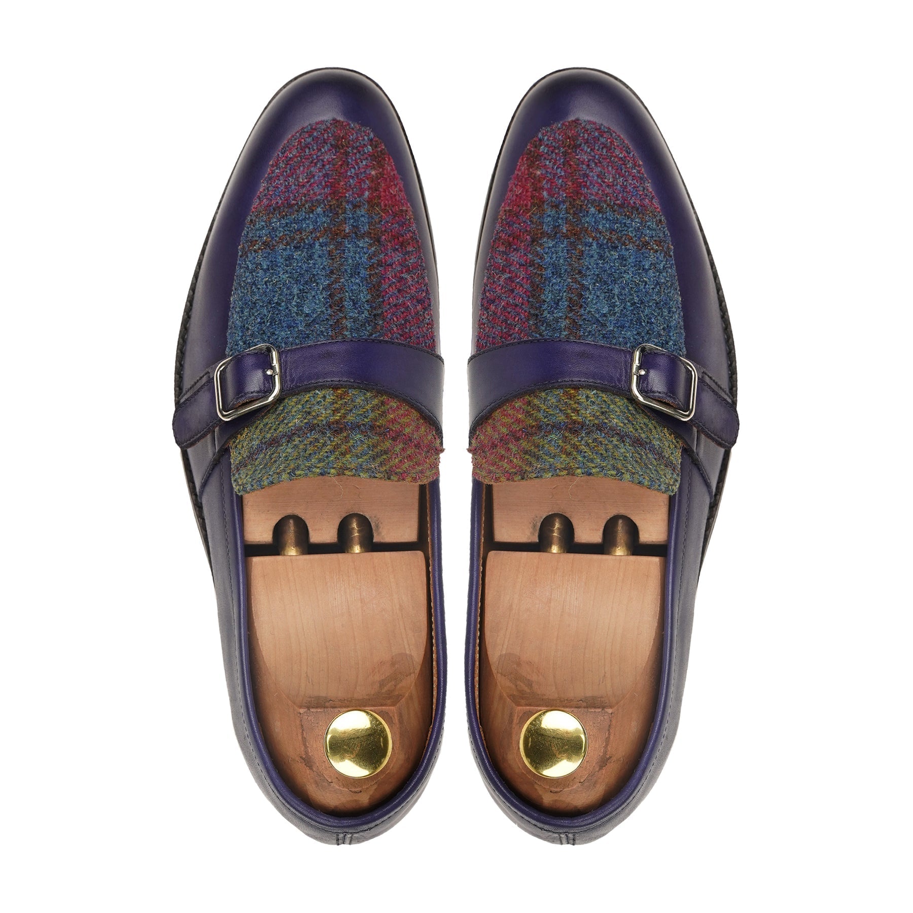 Takefu - Men's Blue Calf Leather and Harris Tweed Loafer – Gomila Intersole