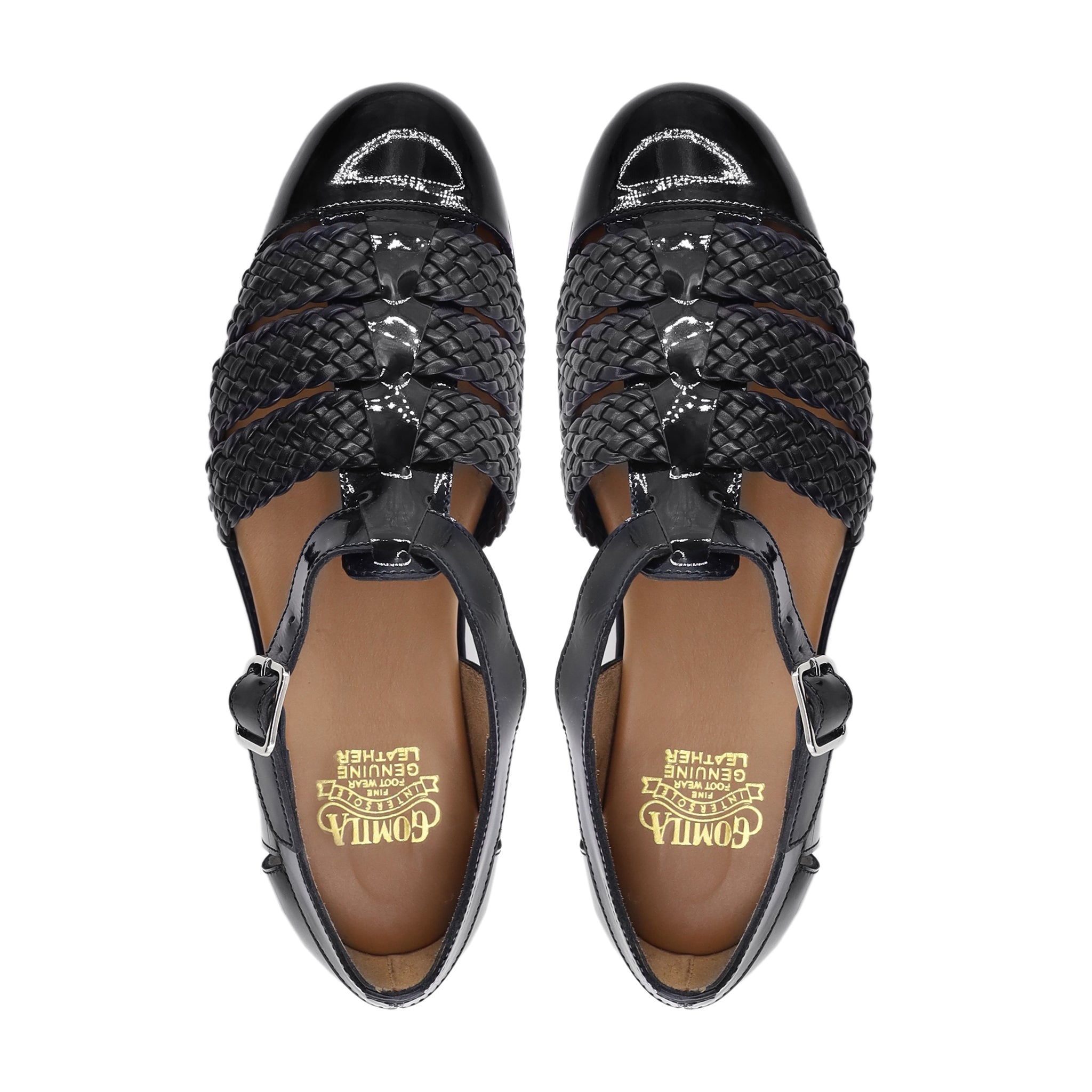 Hector - Men's Black Hand Woven Calf and Patent Leather Sandal – Gomila ...
