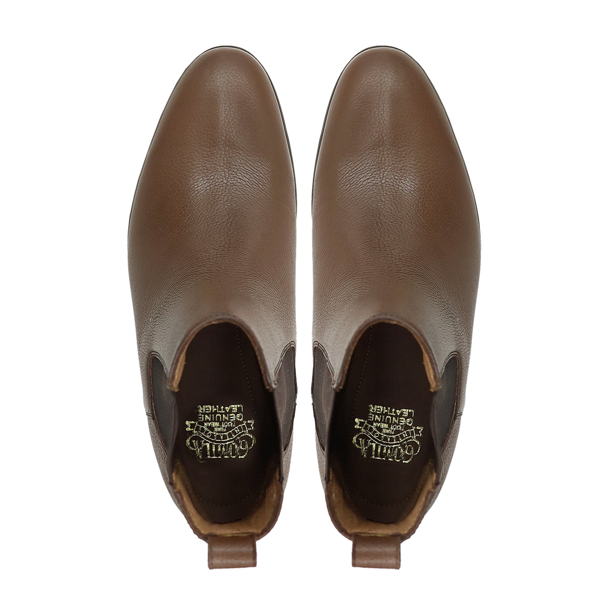 Camellia - Men's Brown Pebble Grain Leather Chelsea Boot – Gomila Intersole