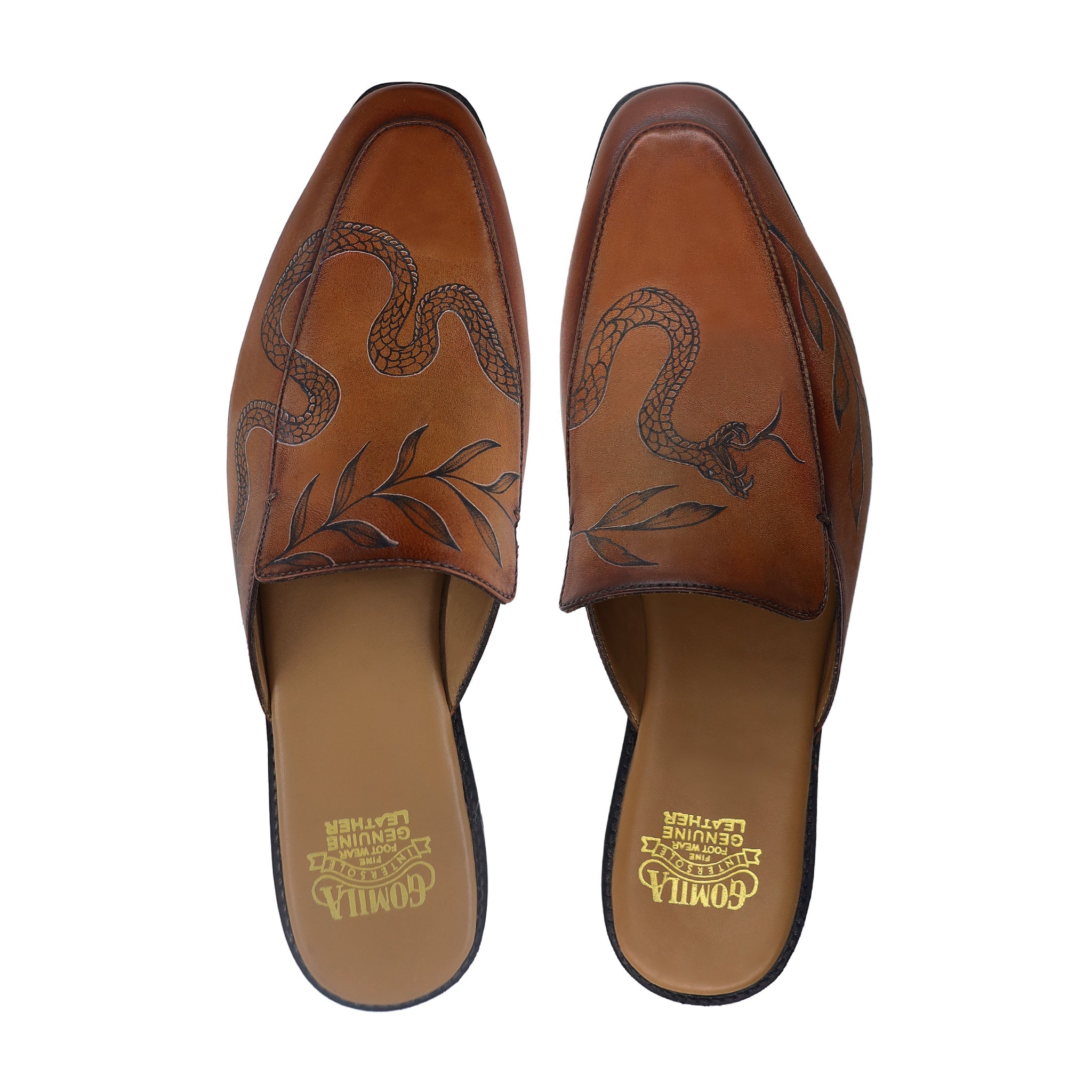 Werth - Men's Brown Calf Leather Slipper (Snake Edition) – Gomila Intersole